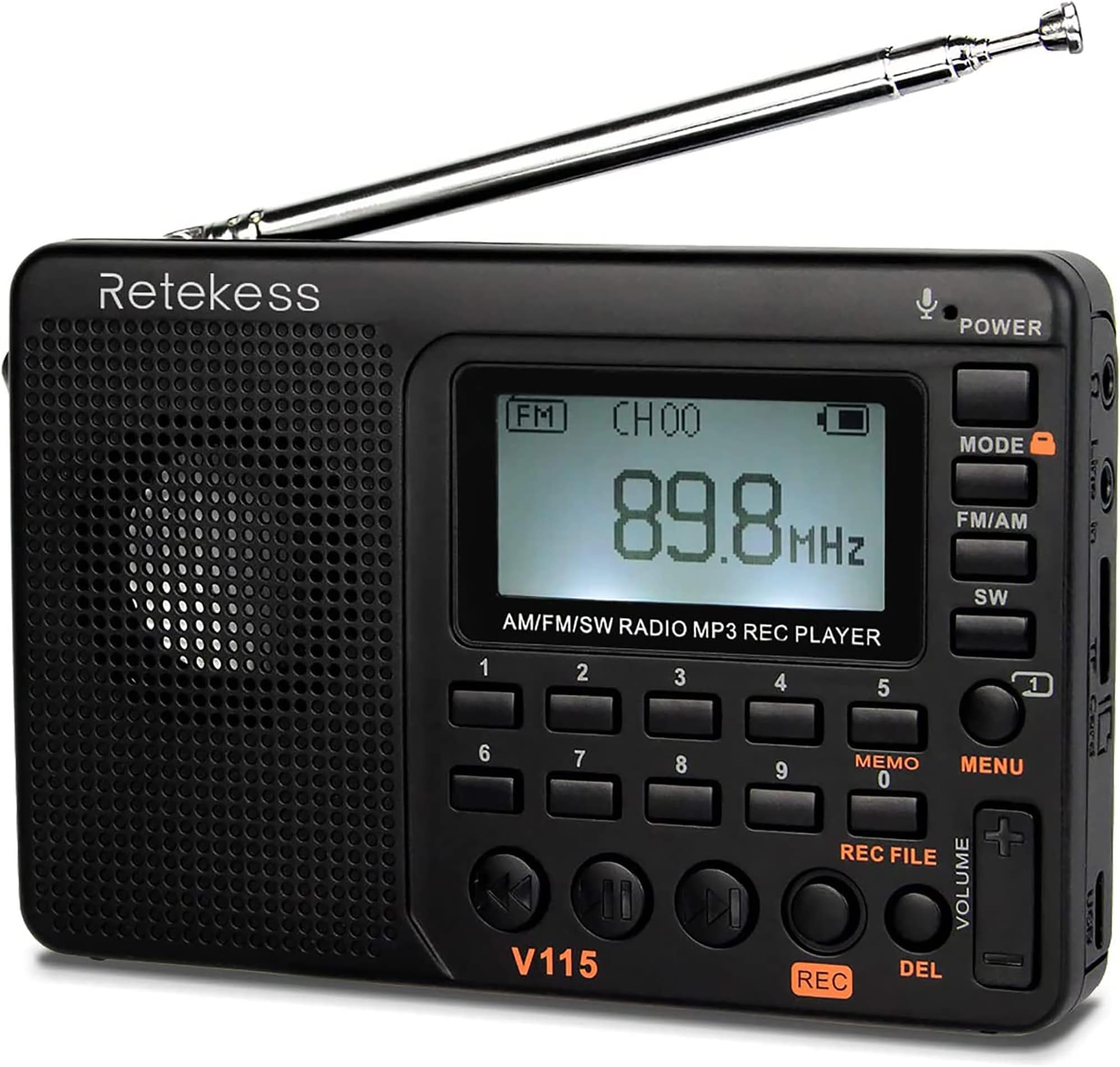 Amazon.com: Retekess V115 Digital Radio AM FM, Portable Shortwave ...
