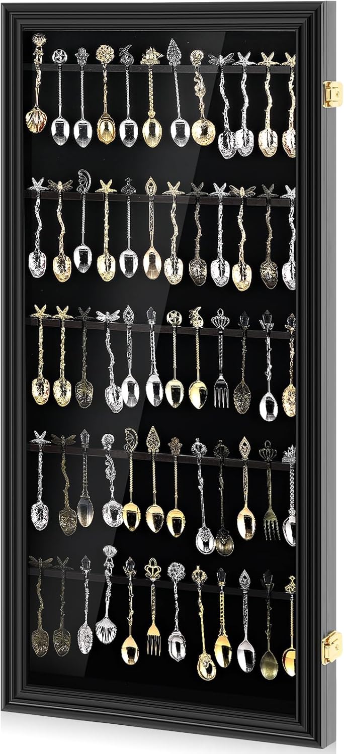 60/36/18 Souvenir Tea Spoon Display Case Wall Mount Wooden Display Case ...