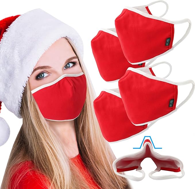 Amazon.com: 4 Pack Christmas Face Mask Cloth Triple Layer Shield ...