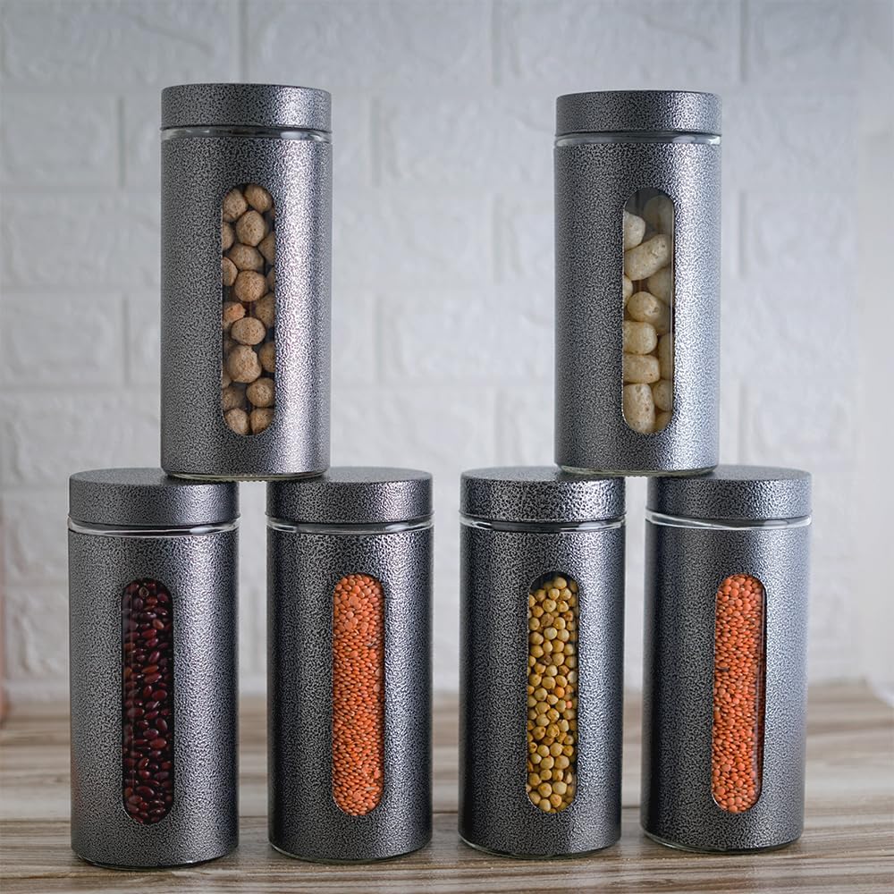 Buy Femora Kitchen Storage Jars Steel Body With See Through Window Jar ...