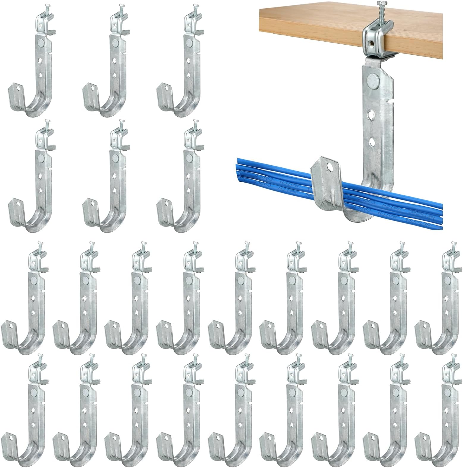 Amazon.com: Tandefio 25 Pack Cable Support J Hook with Beam Clamp ...