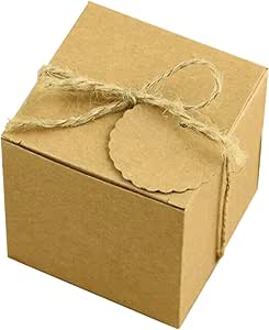 Amazon.com: Kraft Paper Cube Favor Box Kit Candy Thank You Treat Rustic ...