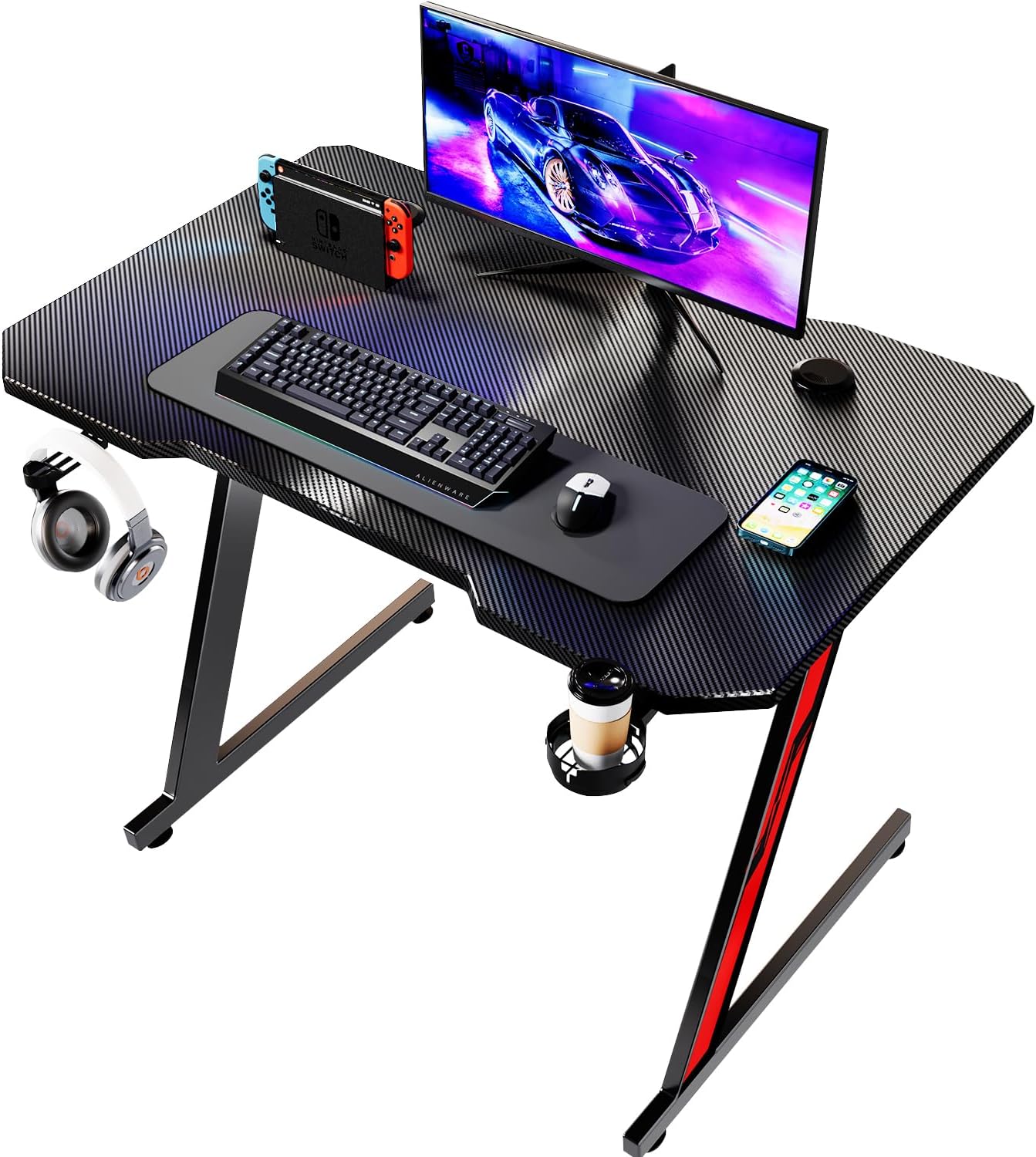 DEILALY Gaming-Schreibtisch 90CM Kleiner Computertisch Büro Tisch Schreibtisch Arbeitsplatz PC ...