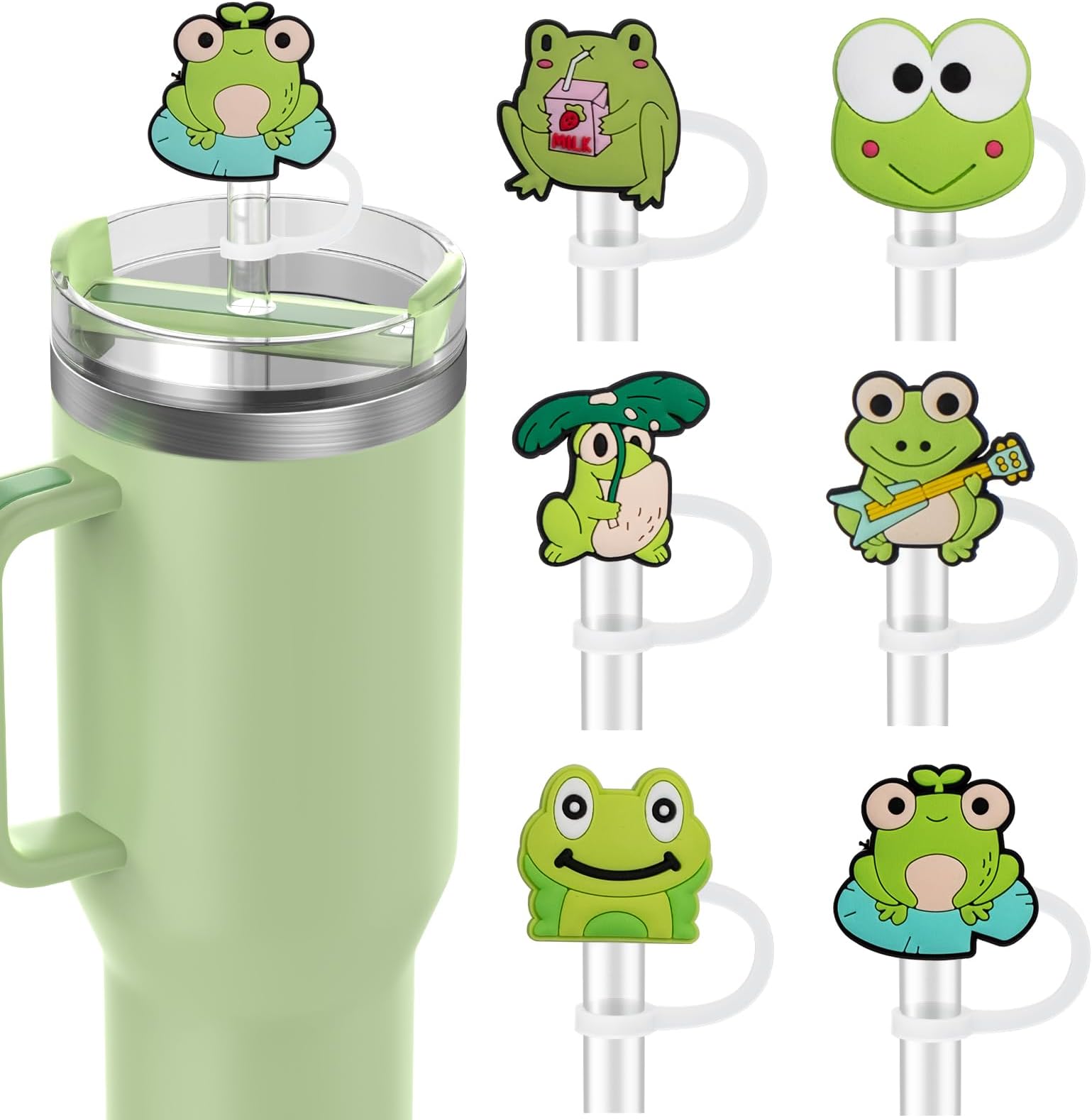 Amazon.com: Cute Frog Straw Tips Cover,Silicone Animals Straw Cover ...