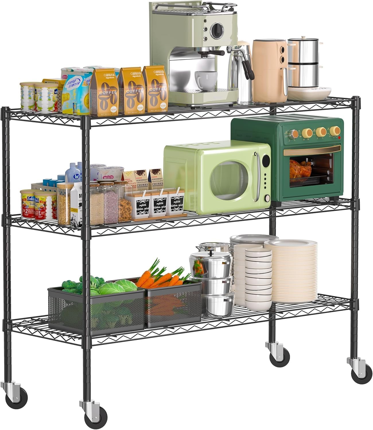 Amazon.com: KKN Storage Wire Shelving, 3-Tier Metal Storage Rack ...