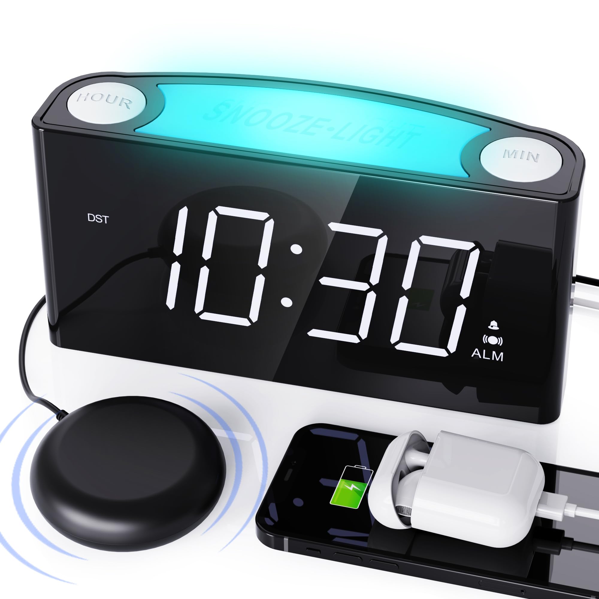 Amazon.com: Vibrating Alarm Clock with Bed Shaker for Heavy Sleepers ...