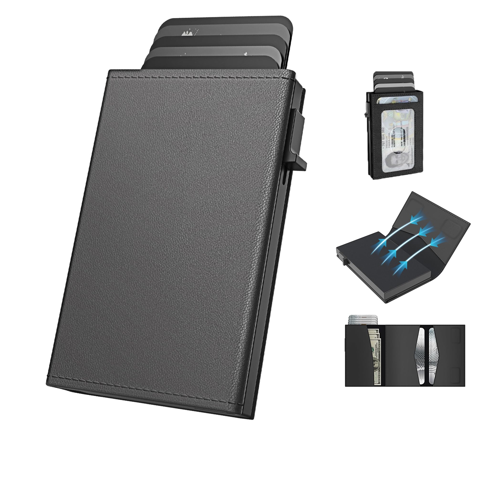 Smart Mens Wallet Card Holder: Pop Up Card Case with RFID Blocking ...