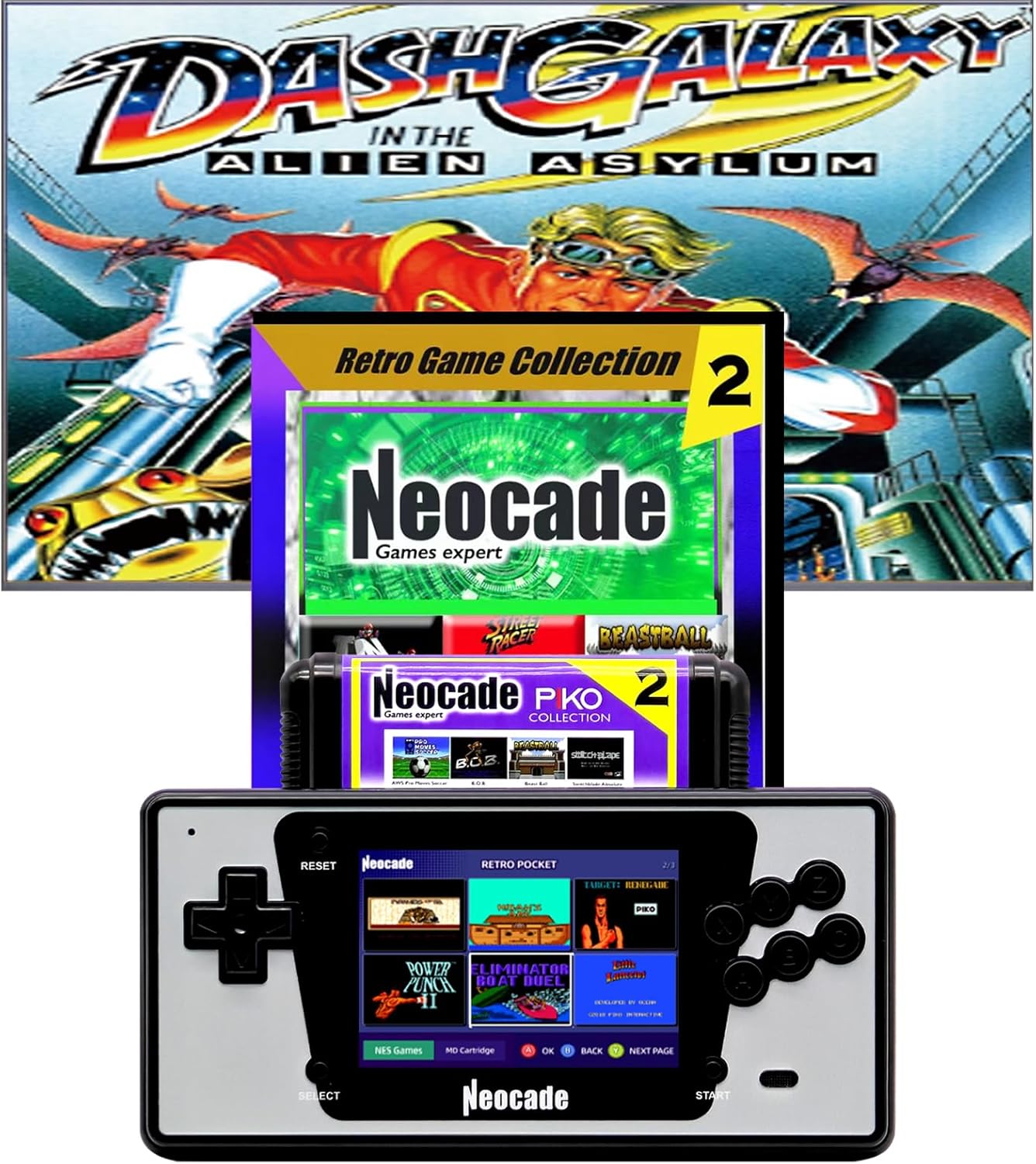 Amazon | NEOCADE ポケット レトロゲーム機 メガドライブ用 ゲーム機 メガ・レトロ ポータブル MD用 ゲーム機 可携帯 ...