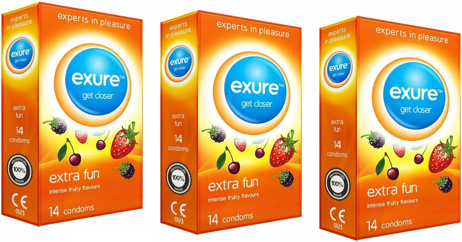 Ribbed, Natural & Flavoured by EXURE Condoms| Discreet Packaging 14/28 ...