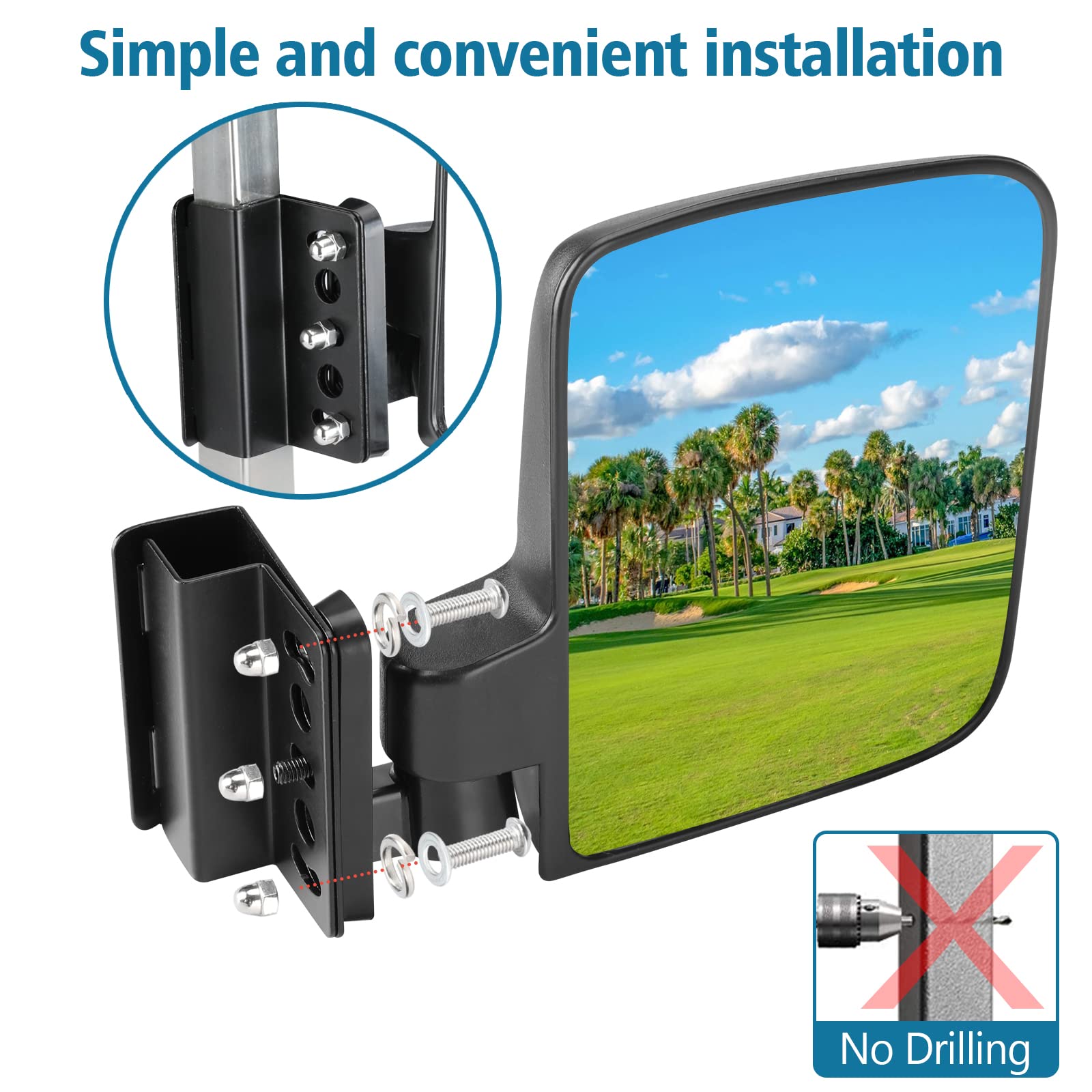 Snapklik.com : BETOOLL Golf Cart Mirror - No Drilling Folding Golf Cart ...