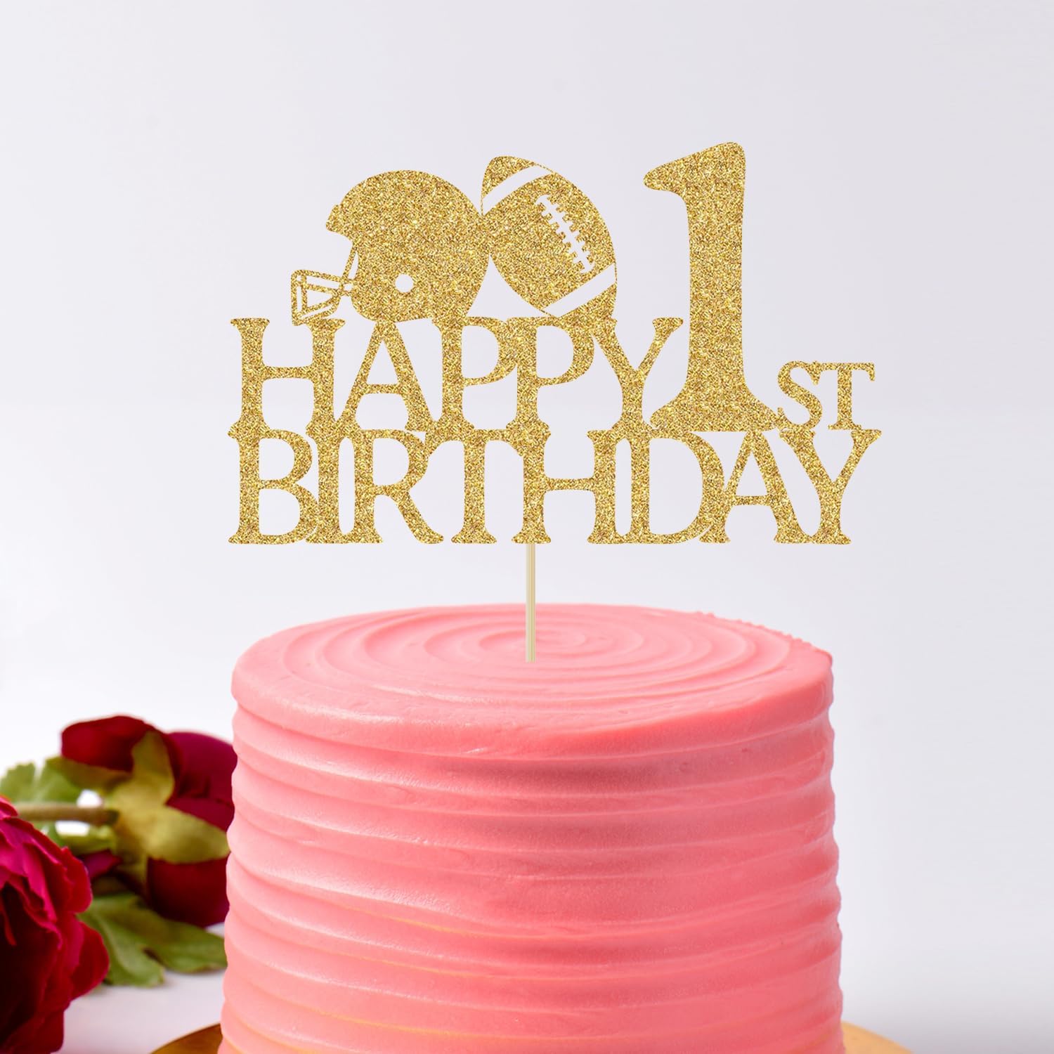 Amazon.com: Glitter Happy 1st Birthday Cake Topper - Baby Girl Boy One ...