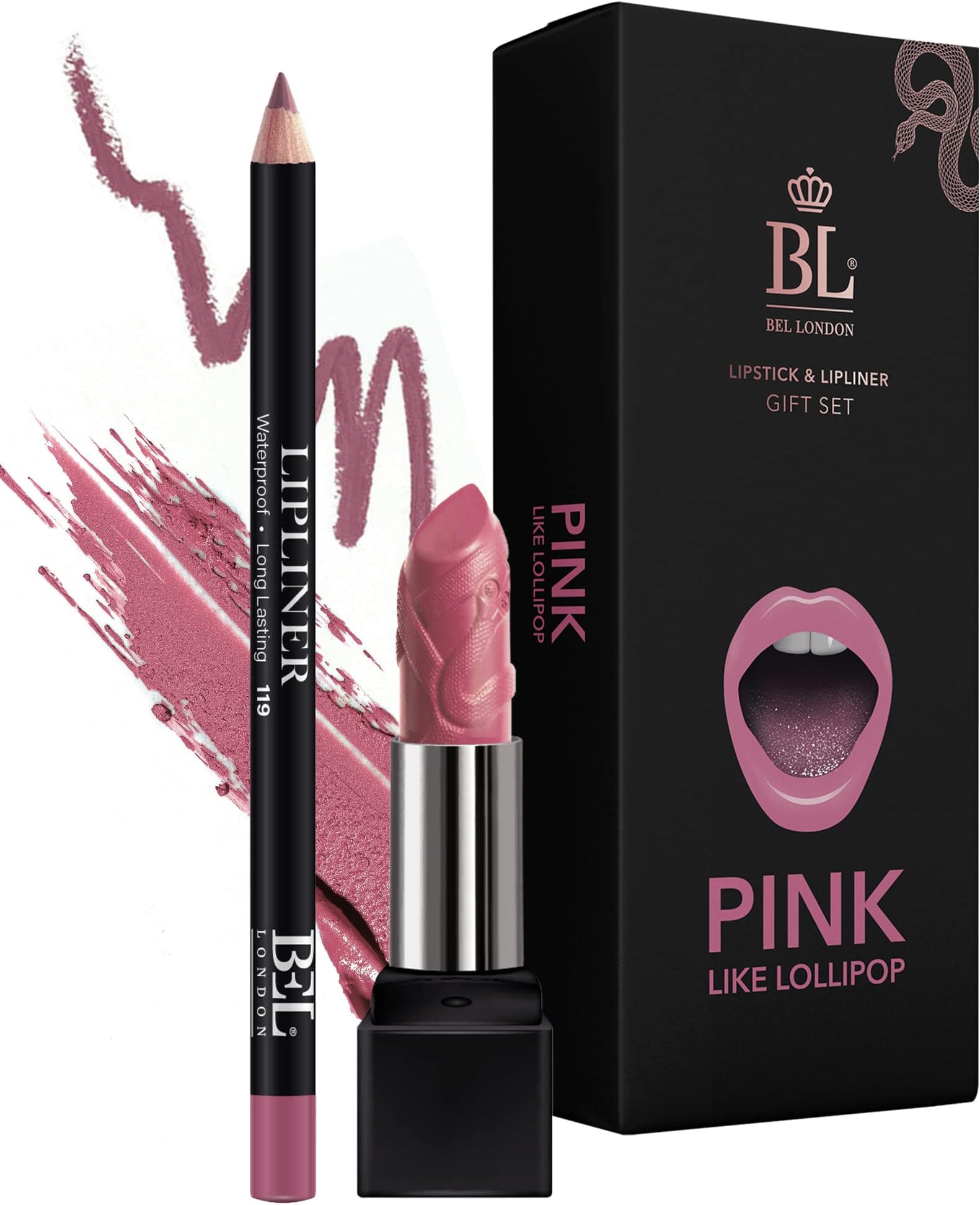 Amazon.com : BL Color Matched Lip Liner & Lipstick Set (Pink) - Full ...