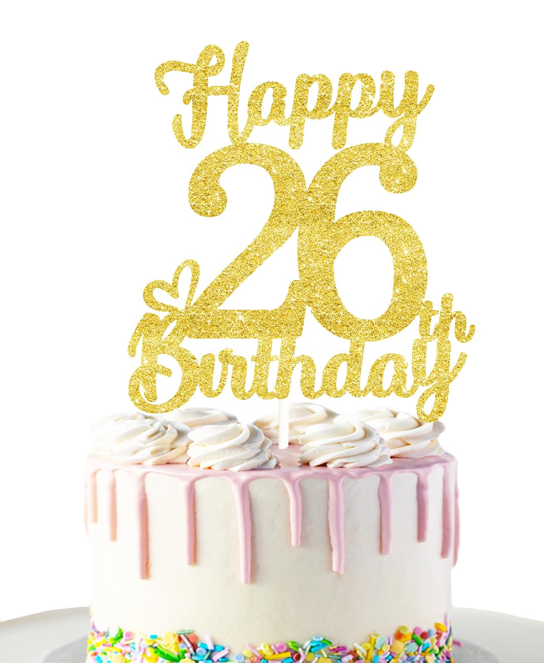 Snapklik.com : 26 Birthday Cake Toppers-Gold Glitter, 26th Cake Topper ...