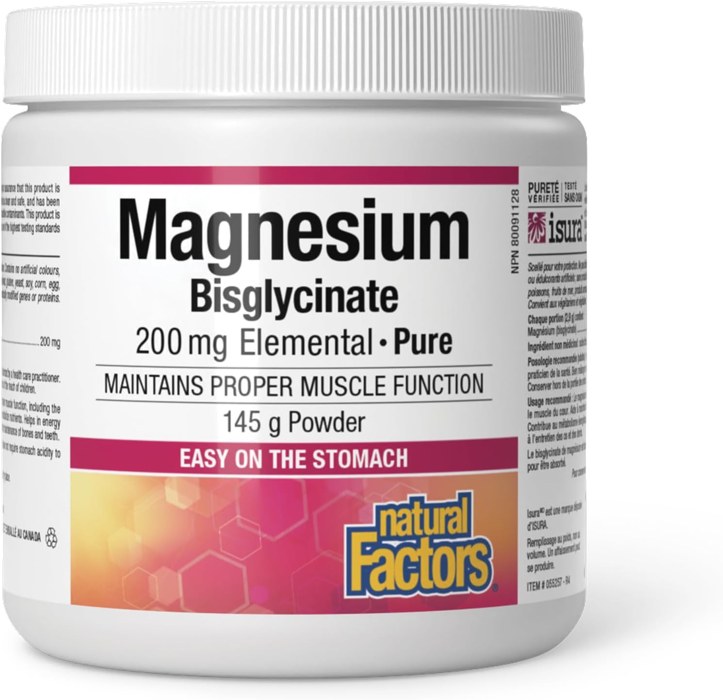 Natural Factors Magnesium Bisglycinate 200 mg Powder, 145 g = 50 Day ...