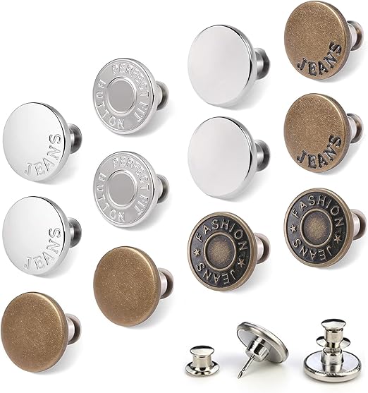 Amazon.com: MUNAN 12 Sets Button Pins for Loose Jeans, No Sew No Tools ...