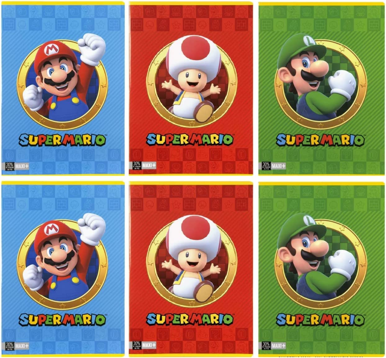 Amazon.com: Super Mario School Notebooks 6 pieces 10 mm + gift key ring ...