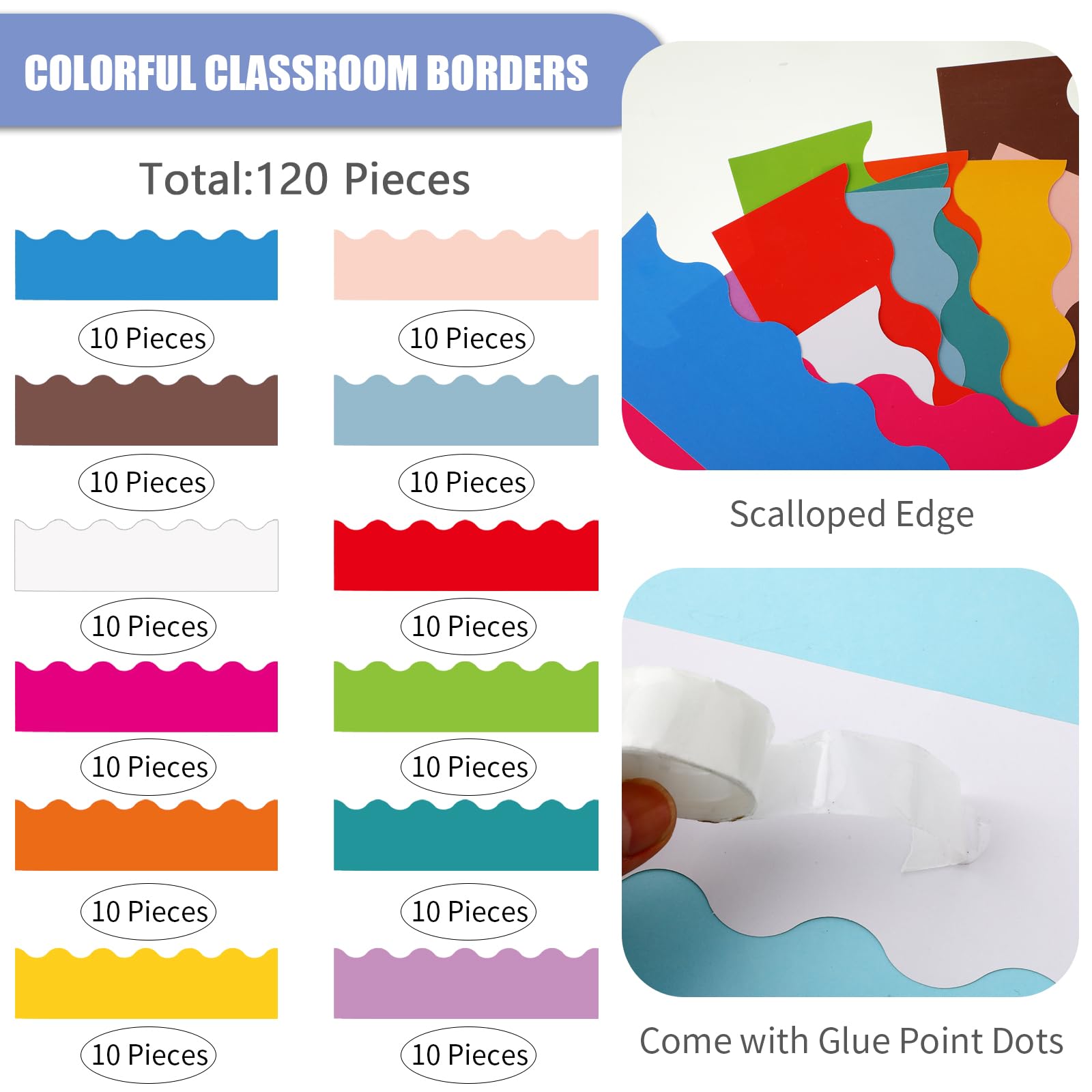 Snapklik.com : 120 Feet Colorful Classroom Bulletin Board Borders ...