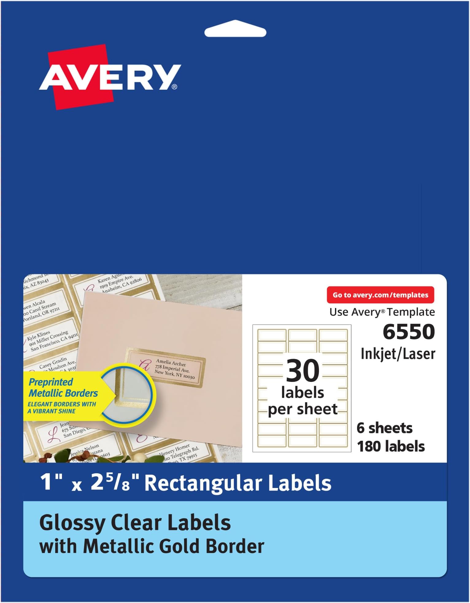 Amazon.com : Avery Glossy Clear Rectangle Labels with Sure Feed, 2" x 3 ...