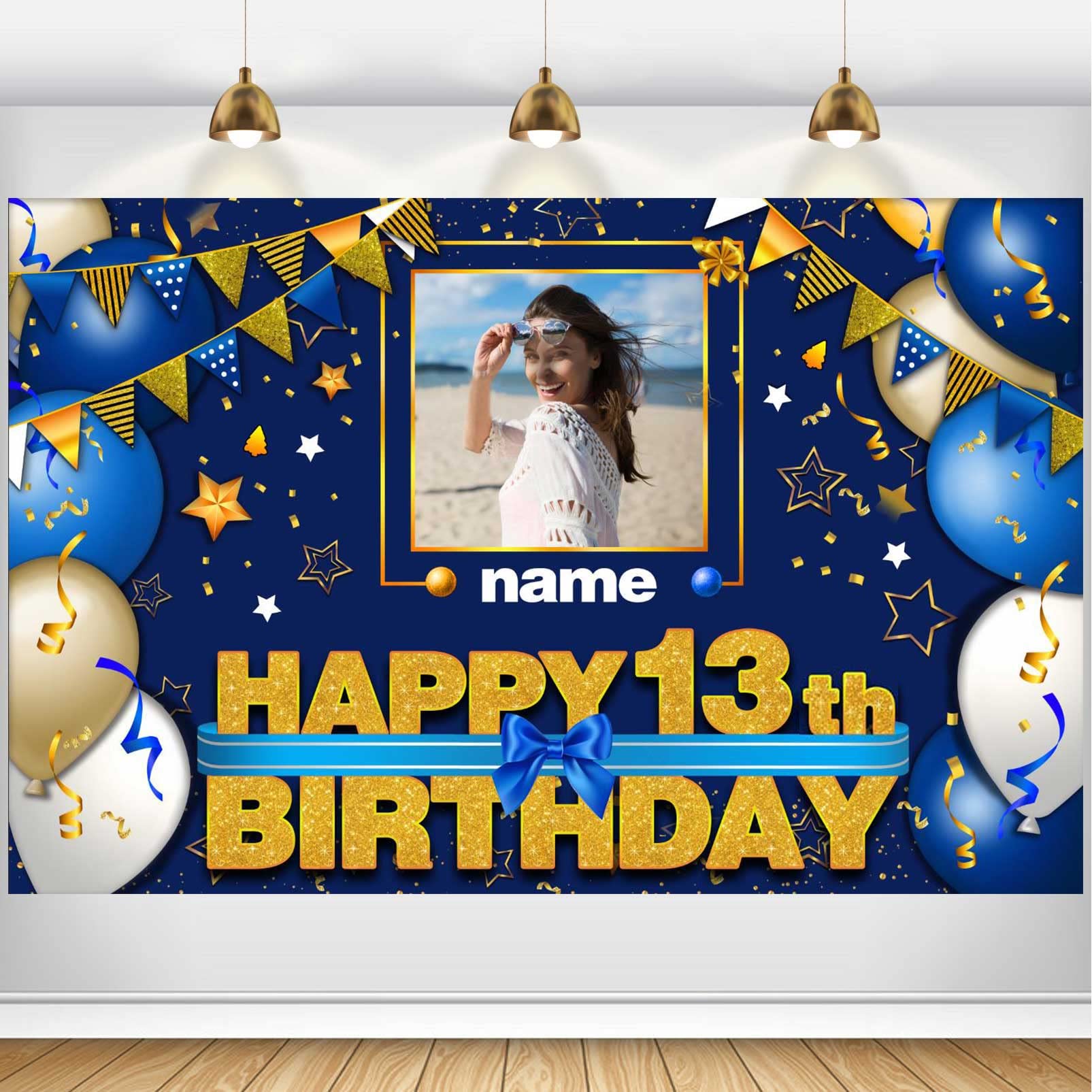 Amazon.com: Custom Happy 13th Birthday Decorations Banner - 13 Years ...