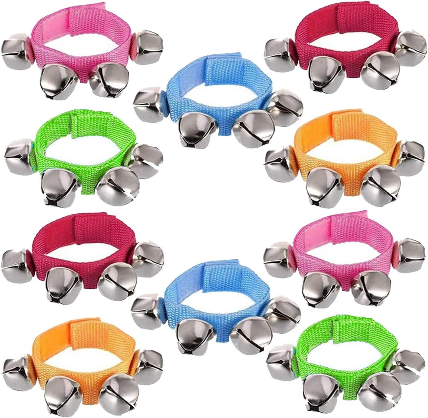 10Pcs Wrist Bells 5 Colors Multicolor Wrist Band Jingle Bells Musical ...