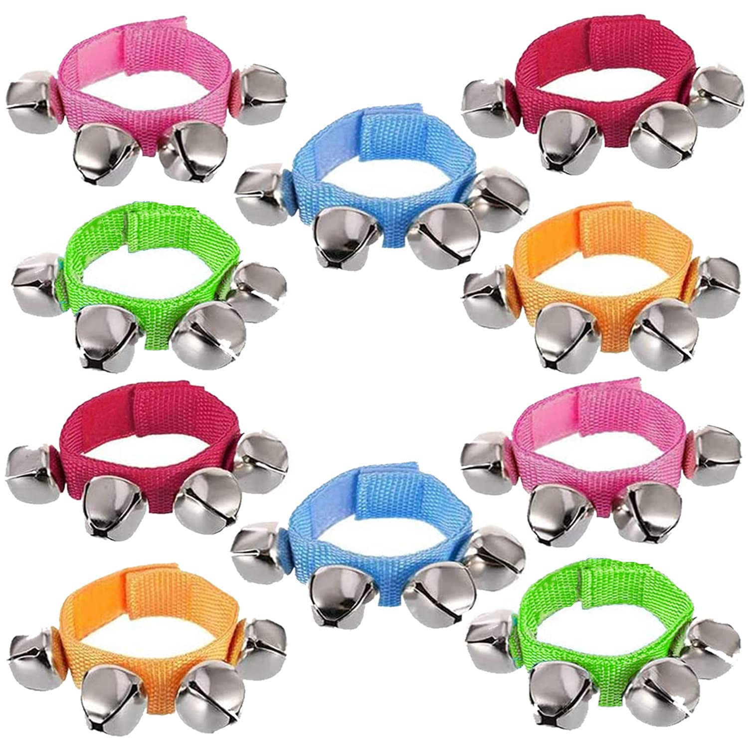10Pcs Wrist Bells 5 Colors Multicolor Wrist Band Jingle Bells Musical ...