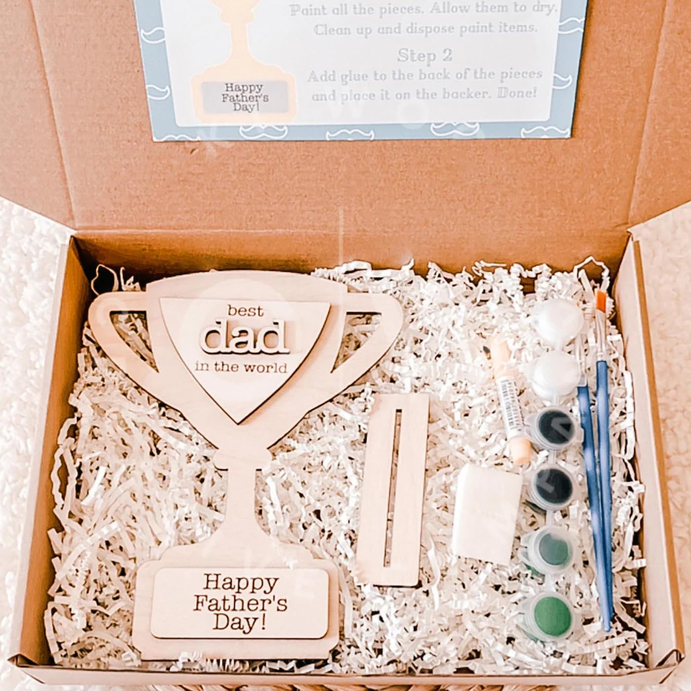 Cliths Father's Day DIY Award Kit - Best Dad Trophy Craft Set Wooden ...