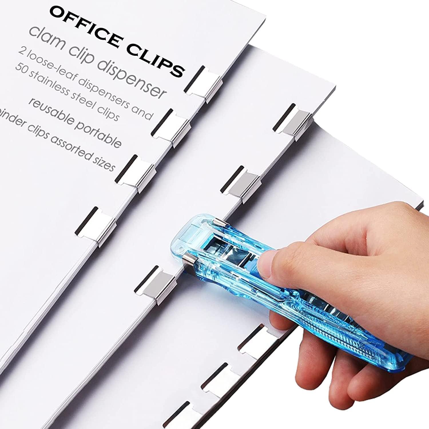 SWOPPLY Portable Handheld Paper Pusher Cliper Clam Dispenser 50pcs ...