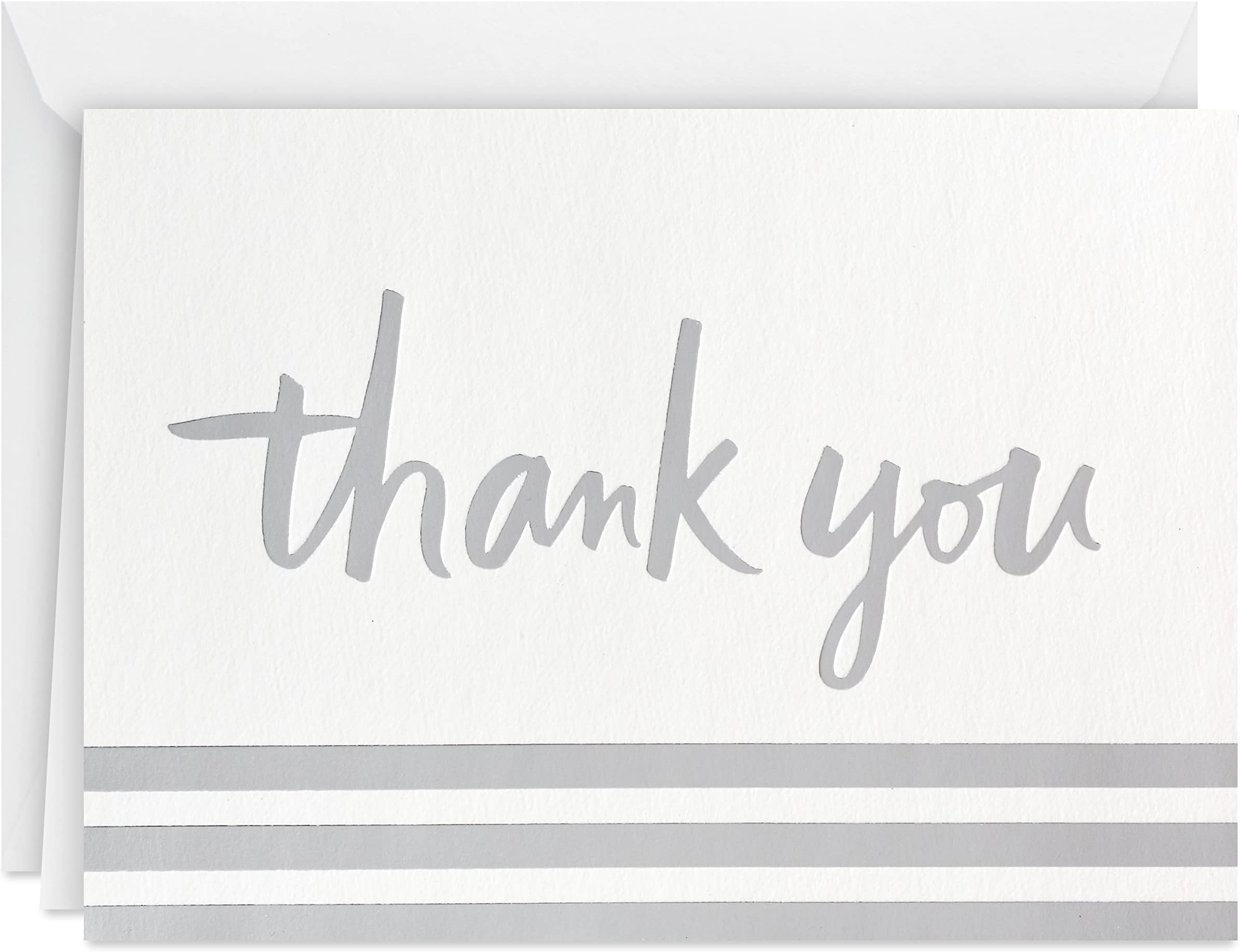 Amazon.com : Hallmark Pack of Thank You Cards, Elegant Silver Foil (40 ...