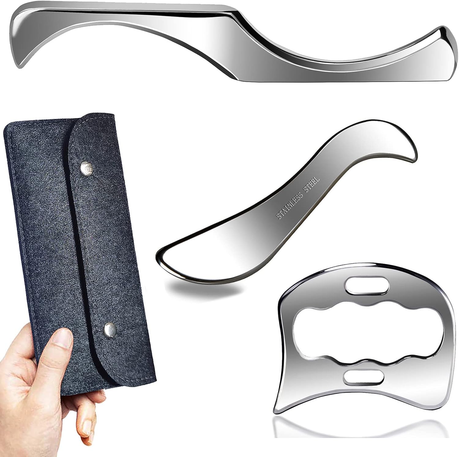 Amazon.com: BYYDDIY Stainless Steel Muscle Scraper Tools Set,Scraping ...