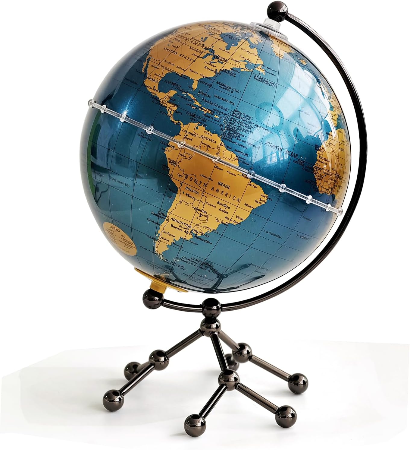 Amazon.com: Blue-Gold Geographic Globes, 8 inch World Globe with Steel ...