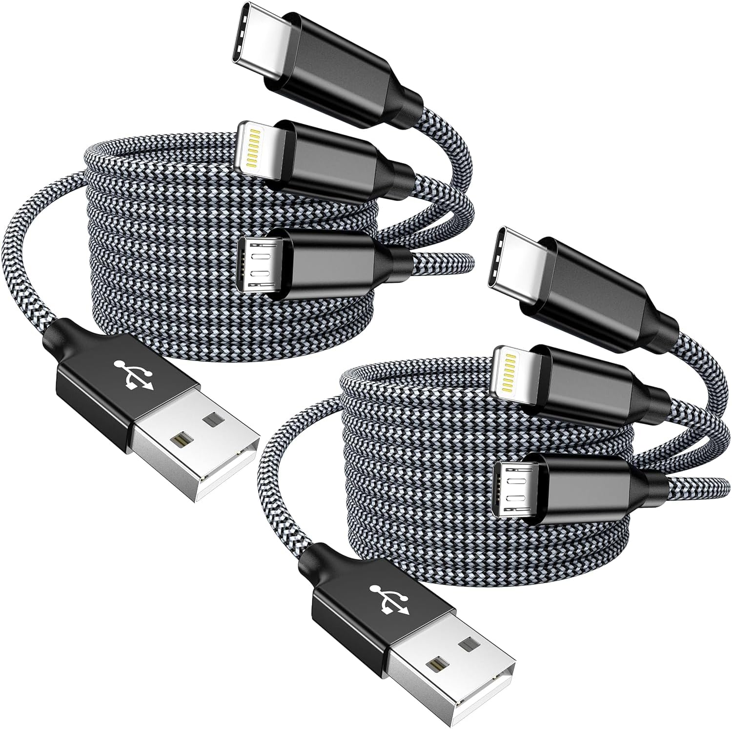 Amazon.com: Multi Charging Cable, Nylon Braided 3 in 1 Universal Phone ...