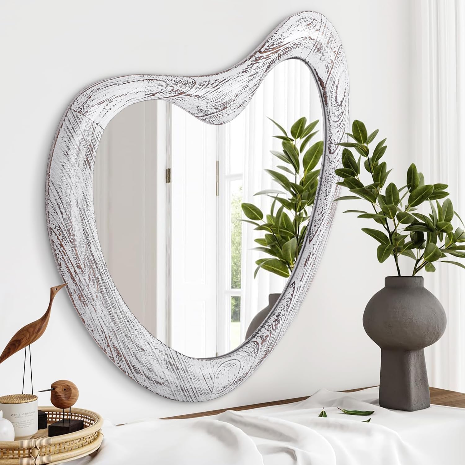 HLFMVWE Irregular Mirror, Wall Mirror Wood Frame, Asymmetrical Modern ...
