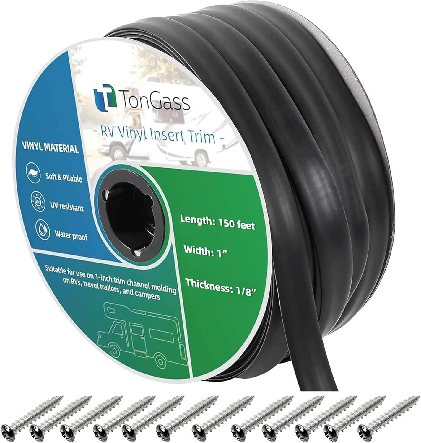 Amazon.com: TonGass (Black, 150 Ft) 1" RV UV-Resistant Vinyl Molding ...