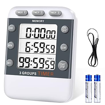 Amazon.com: PAICLOUD Digital Kitchen Cooking Timer,3 Channels Count UP ...