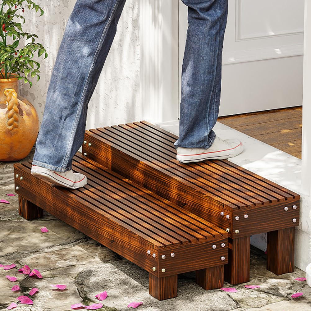 Amazon｜REDICE ステップ 踏み台 木製 幅60 幅90 防腐 防水 天然木 耐荷重300kg 玄関踏み台 長椅子 踏み台 花台 ...