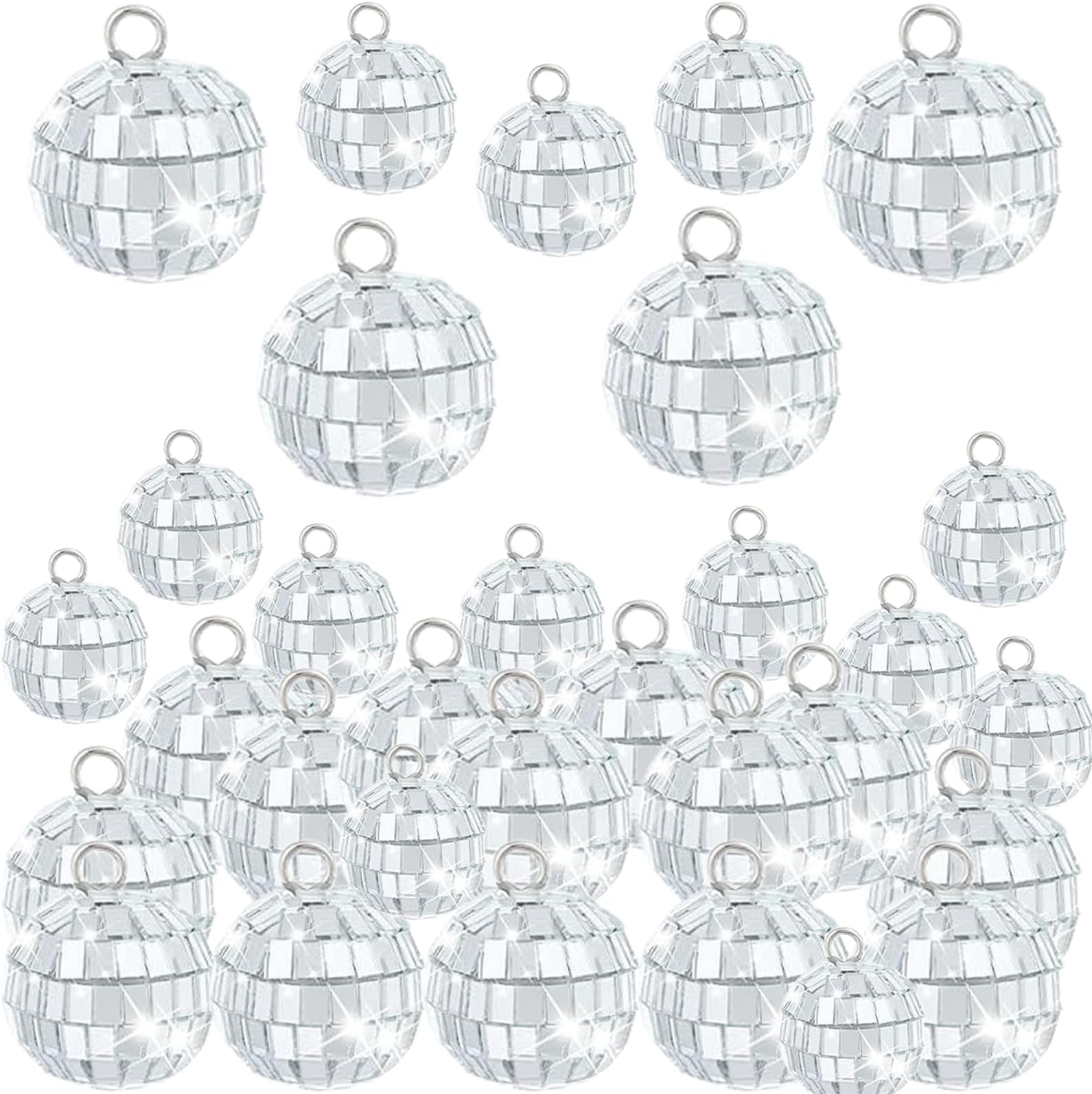 Amazon.com: Lenwen 100 Pcs Mini Disco Ball Ornaments Bulk Hanging ...
