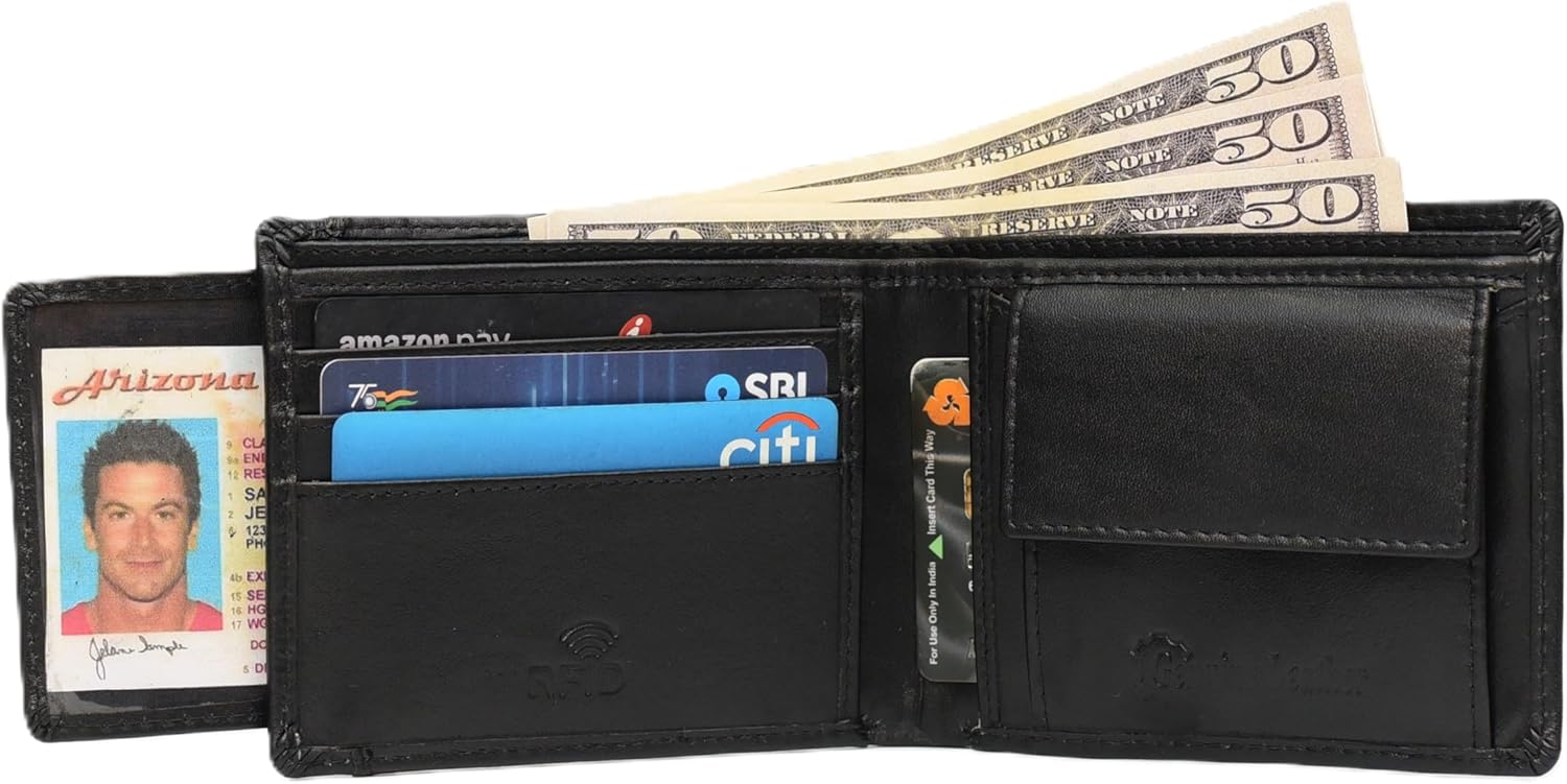 Amazon.com: Wallet for Men Genuine Leather RFID Blocking Detachable ...