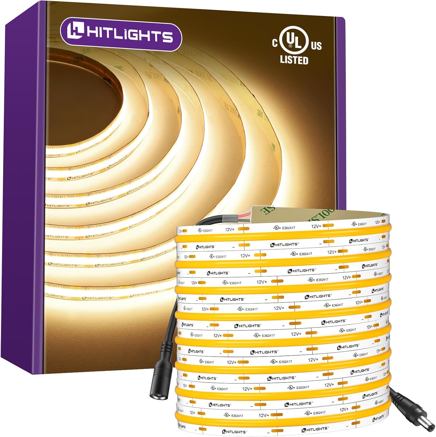 Amazon.com: HitLights COB LED Strip Lights Warm White, 12V Tape Light ...