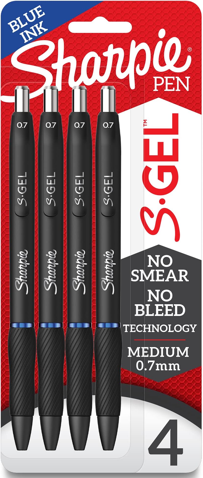 Sharpie S-Gel, Gel Pens, Medium Point (0.7mm), Blue Ink Gel Pen, 4 ...