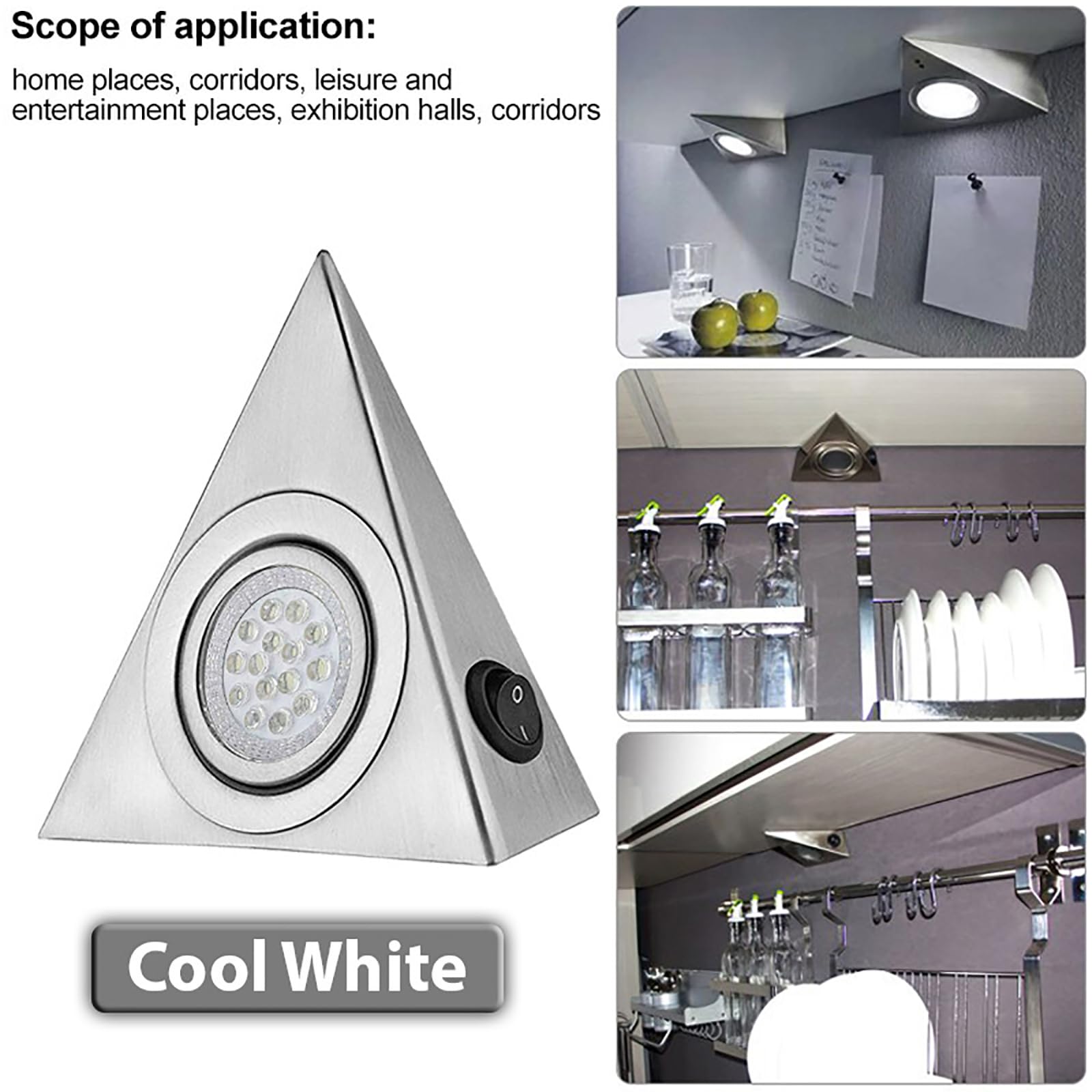LED ME® Stainless Steel Triangle Under Cabinet LED Cupboard/Cabinet ...
