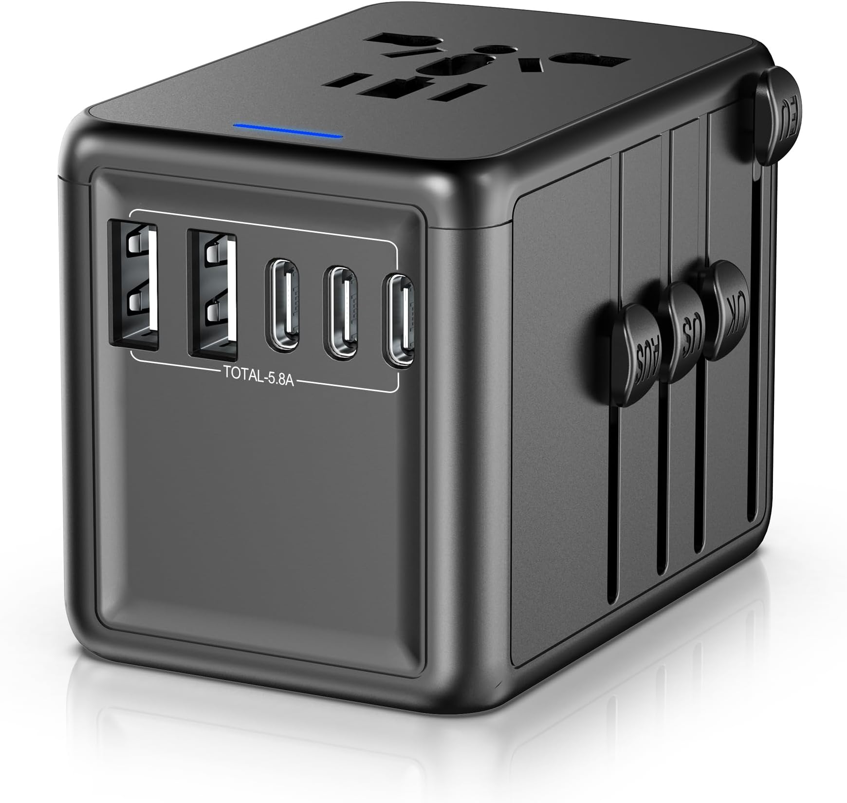 Amazon.com: Universal Travel Adapter Offers 5.8A 3X 3.0A USB-C Ports ...