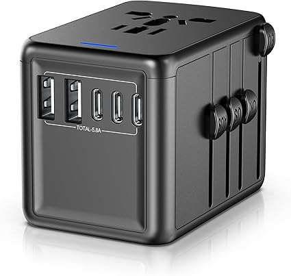 Amazon.com: Universal Travel Adapter Offers 5.8A 3X 3.0A USB-C Ports ...
