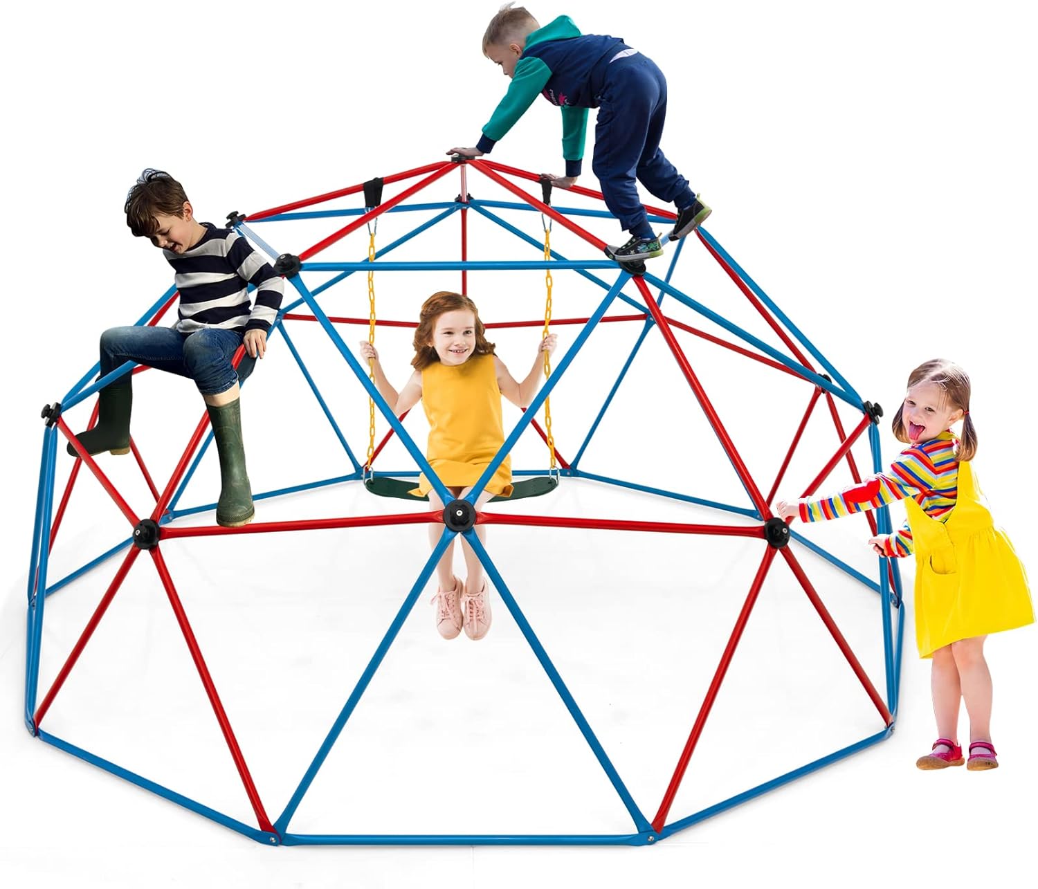 Amazon.com: HONEY JOY 10FT Climbing Dome with Swing, Upgrade Jungle Gym ...