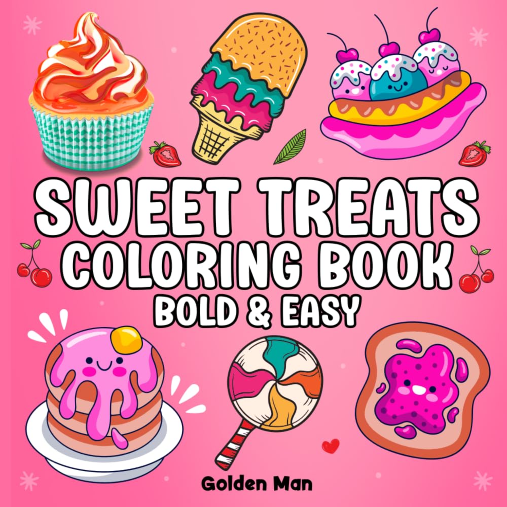 Amazon.com: Sweet Treats: Coloring Book for Adults and Kids, Cute, Bold ...