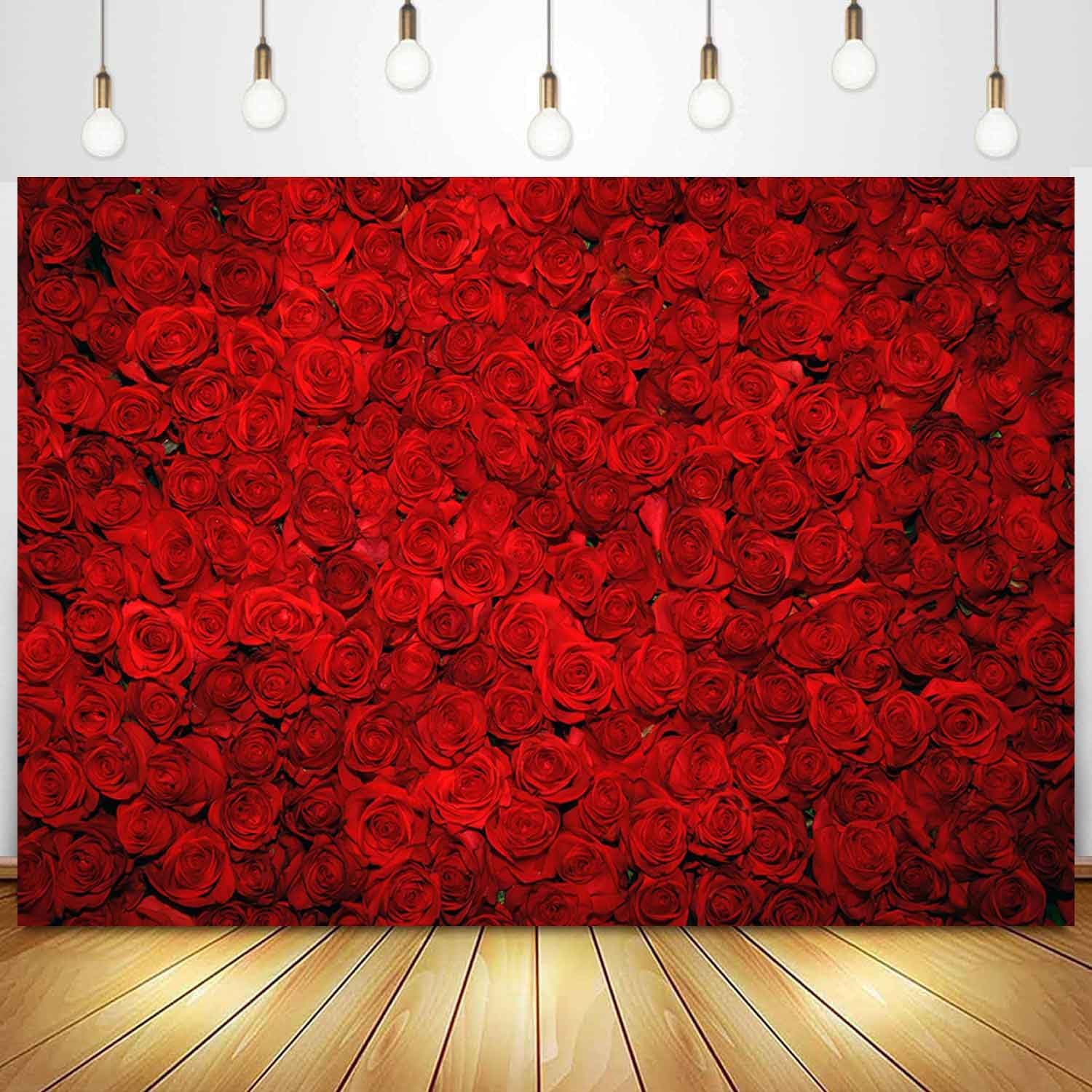 Amazon.com : Sensfun Fabric Red Rose Backdrop Roses Flower Wall ...