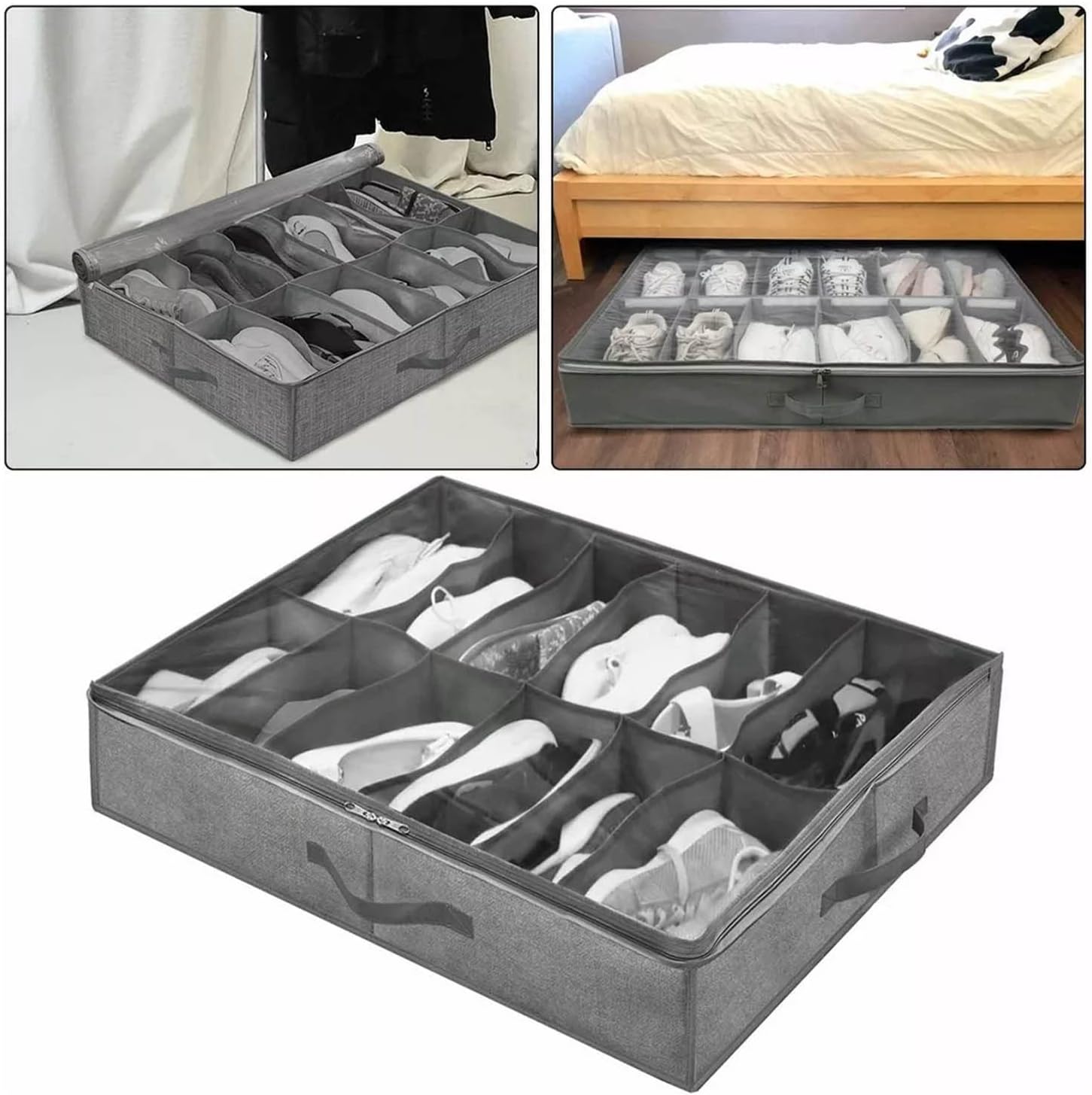 Under Bed Shoe Storage Organizer, Sturdy Under Bed Shoe Storage ...