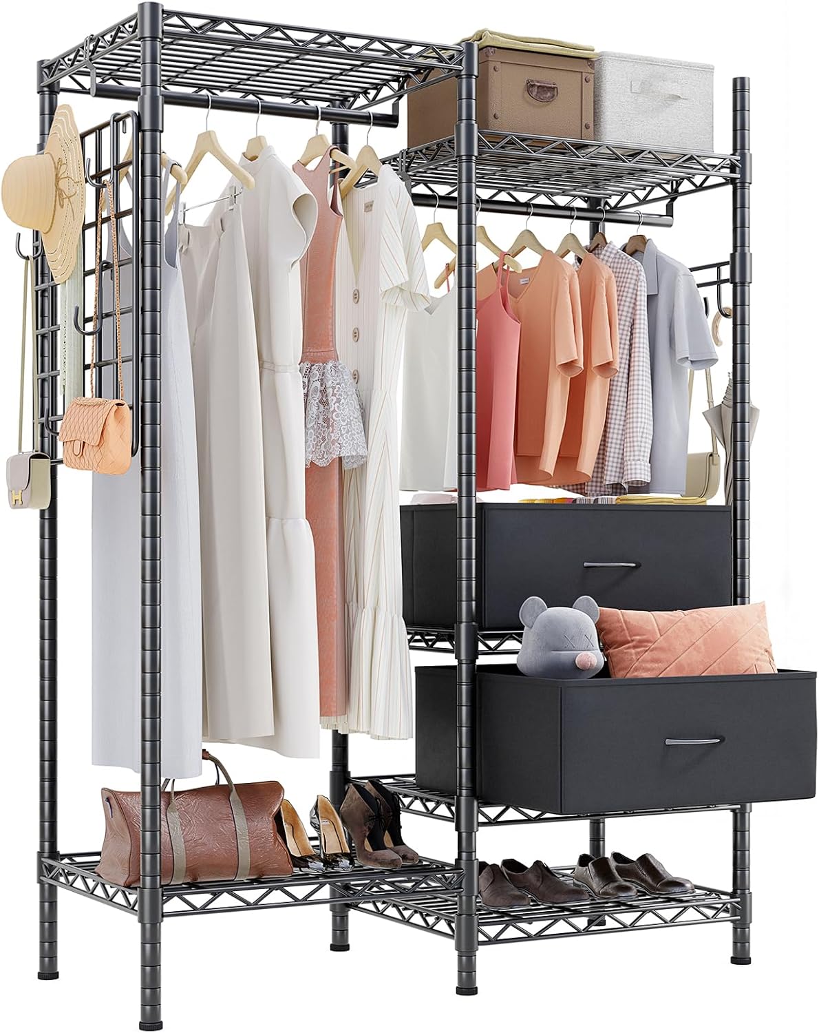 Amazon.com: HOKEEPER Clothes Rack with Drawers, Heavy Duty Clothing ...