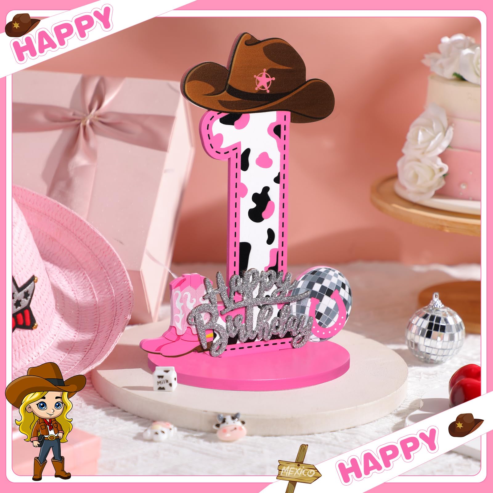 Snapklik.com : MiniInflat Western Cowgirl Birthday Number Sign Centerpiece For Girls Cowgirl ...