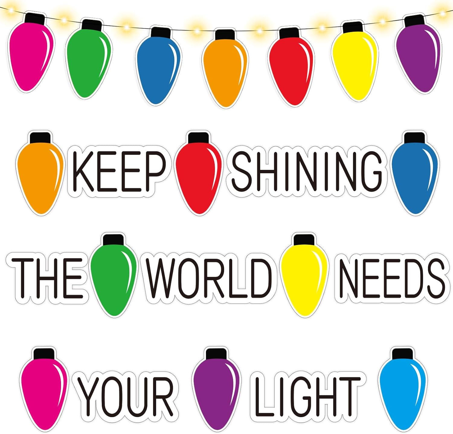 Amazon.com: 105 Pieces Christmas Light Bulbs Bulletin Board Set ...