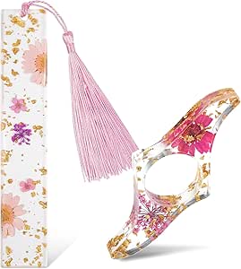 2Pcs Transparent Dried Flower Bookmark,Resin Book Mark with Tassel and ...